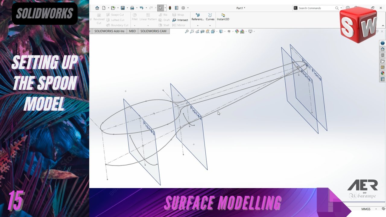 Setting up The Spoon Model | Surface Modeling | Solidworks Tutorial | Stage #15 Eng AER Int ...