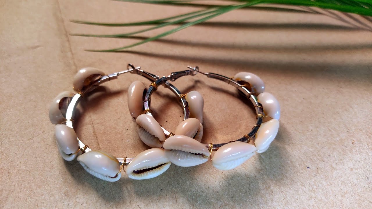 Diy | Cowrie shell earrings | How to make earrings at home with Cowrie ...