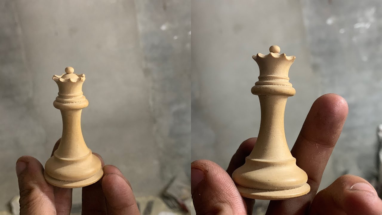 chess queen wooden set #woodworking #wood #woodcarving #woodwork - YouTube
