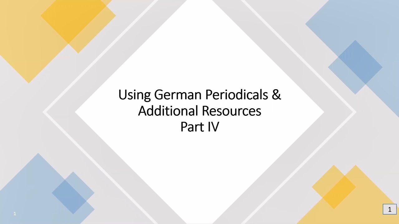 Using German Periodicals & Periodical Indexes: Part 4 – Larry Jensen ...