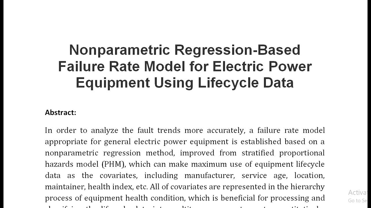 Nonparametric Regression Based Failure Rate Model for Electric Power Equipment Using Lifecycle ...