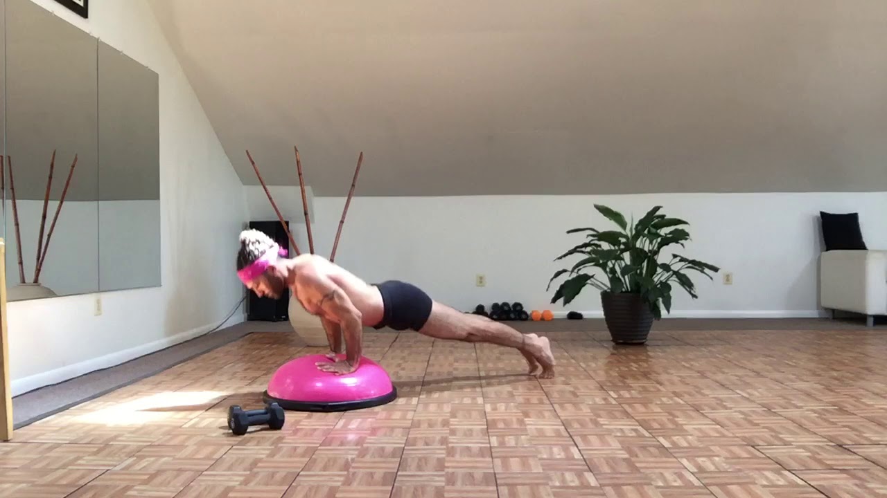 Triceps push-ups on bosu ball - YouTube