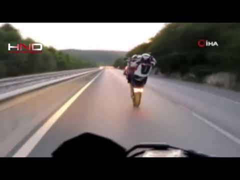 Şile'de 6 motosikletlinin tek teker terörü kamerada