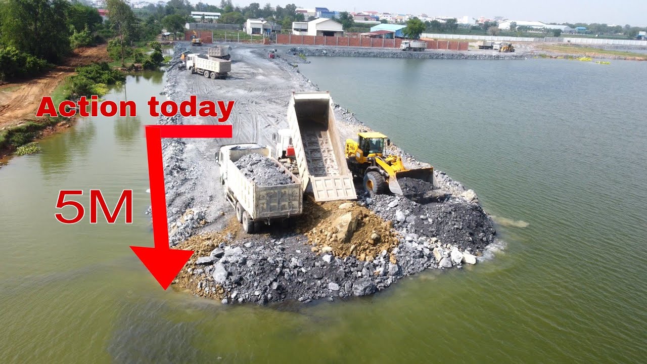 Nice Views Showing Processing Mighty Wheel Loader pushing Stone with ...