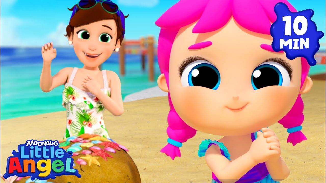Colorful Beach Day with Mermaids! | Little Angel 😇💓| Colors For Kids 🏳️ ...