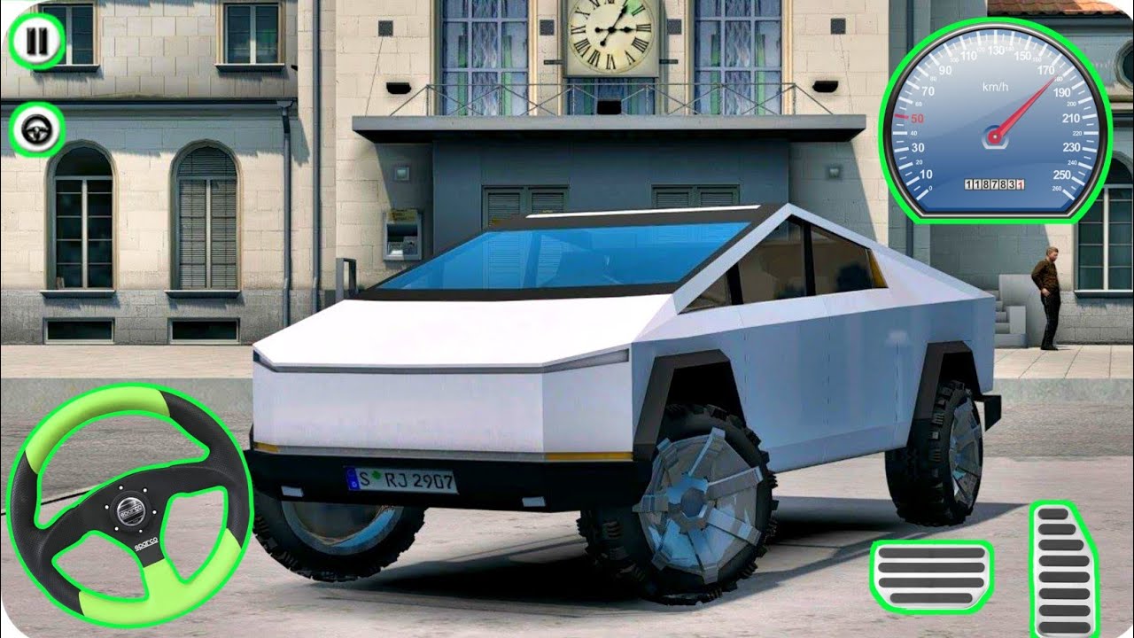 ហ្គេមឡាន(Cybertruck)ឡានសម័យទំនើប|CyberTruck Electric Car Driving ...