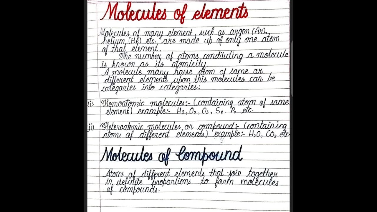 Atoms And Molecules 🏼 Handwritten Notes [ Beautiful ] Class 9 Science # ...