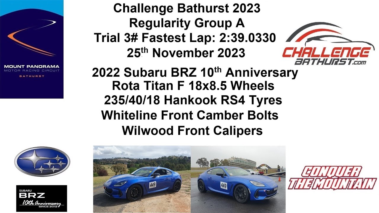 Subaru BRZ 10th Anniversary @ Challenge Bathurst 2023 2:39.0330 - YouTube