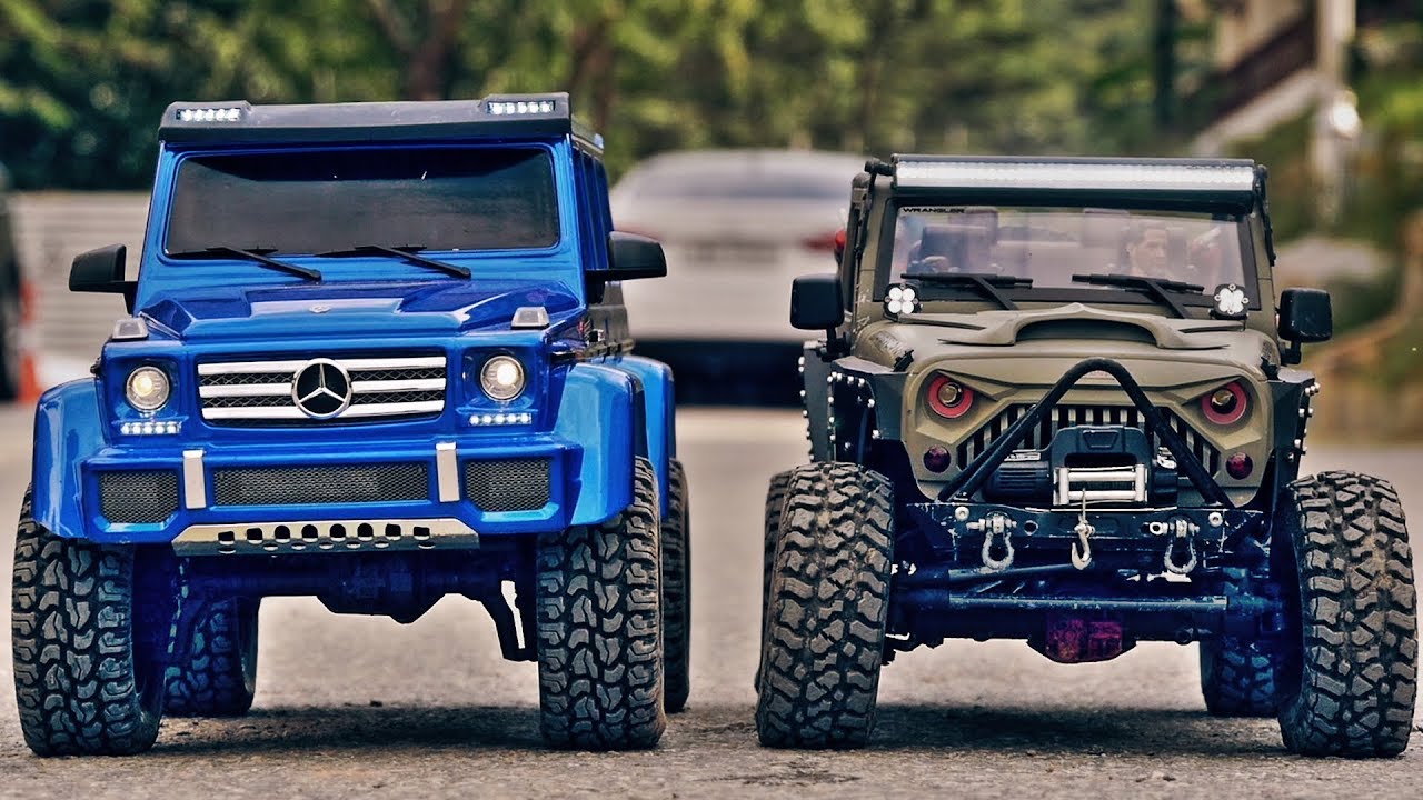 TRX4 Mercedes G500 & SCX10 II Jeep JK Rubicon Hiking_# - YouTube