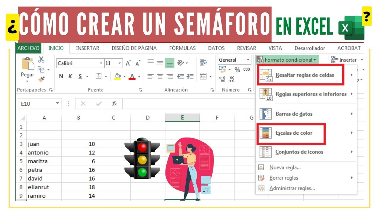 COMO CREAR UN SEMAFORO EN EXCEL. Funciones (SI) - (Y) - YouTube