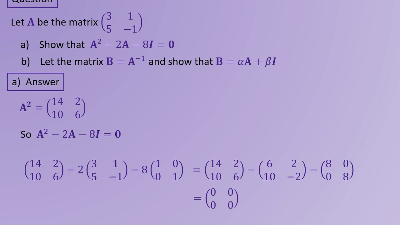 VO FA1 Week 6 3 Using matrices to solve simultaneous equations - YouTube