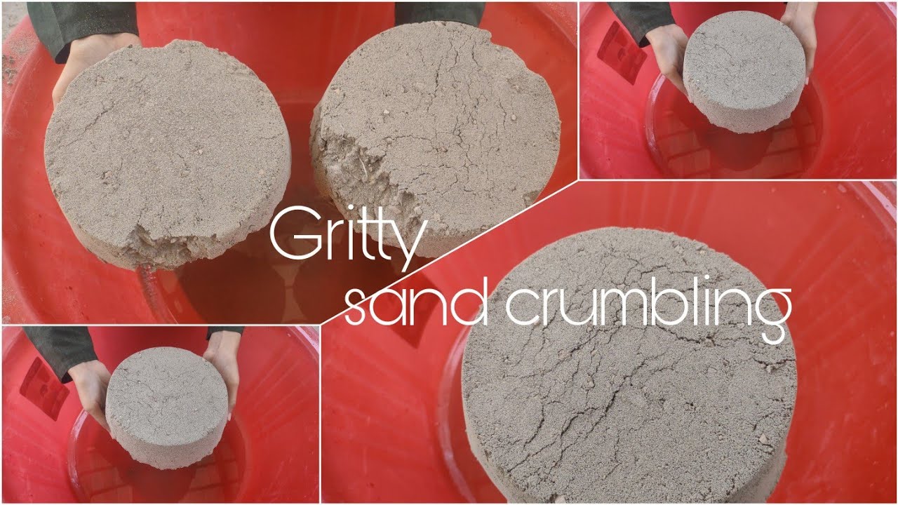 New soft gritty sand cement bowls crumbling in water 💦 asmr sand cement ...