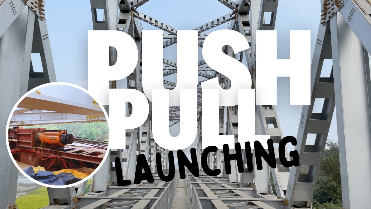 PUSH PULL LAUNCHING of Mega Steel Truss Bridge - YouTube