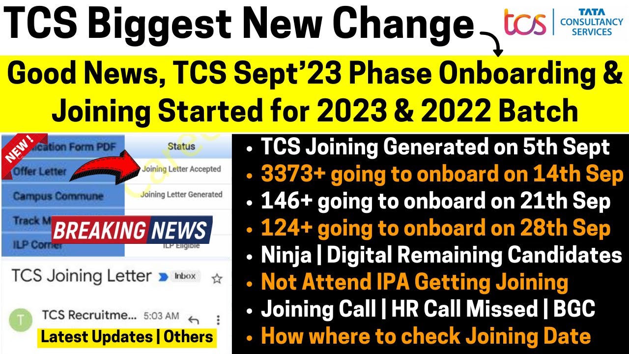 TCS Biggest New Change Good News 😊 Latest Onboarding Joining Update ...