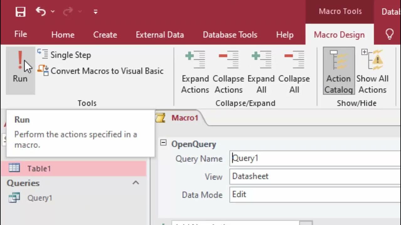 Creating Macro and Macro Button for Run Query in Microsoft access@COMPUTEREXCELSOLUTION - YouTube