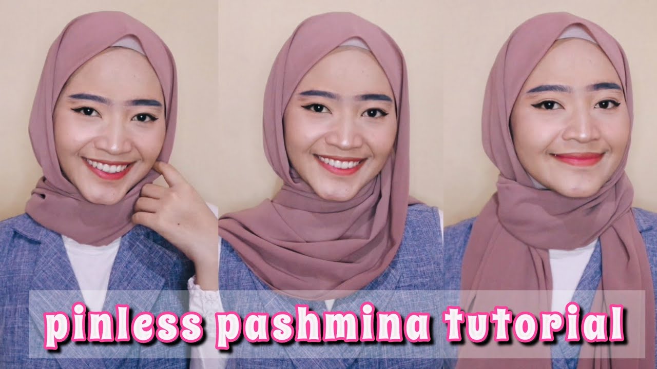 TUTORIAL HIJAB PASHMINA SIMPLE TANPA JARUM PENTUL | no pin pashmina ...