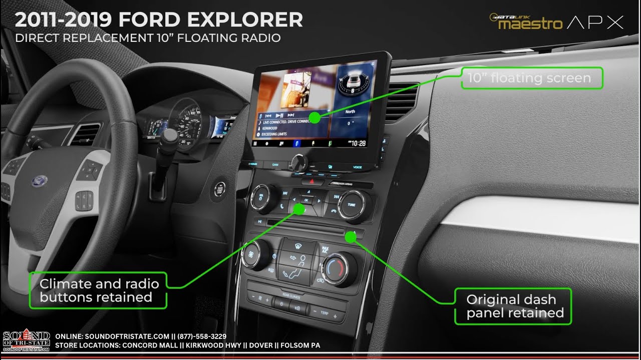 Ford Explorer 2011 - 2019 - 10" Floating Radio Replacement - YouTube
