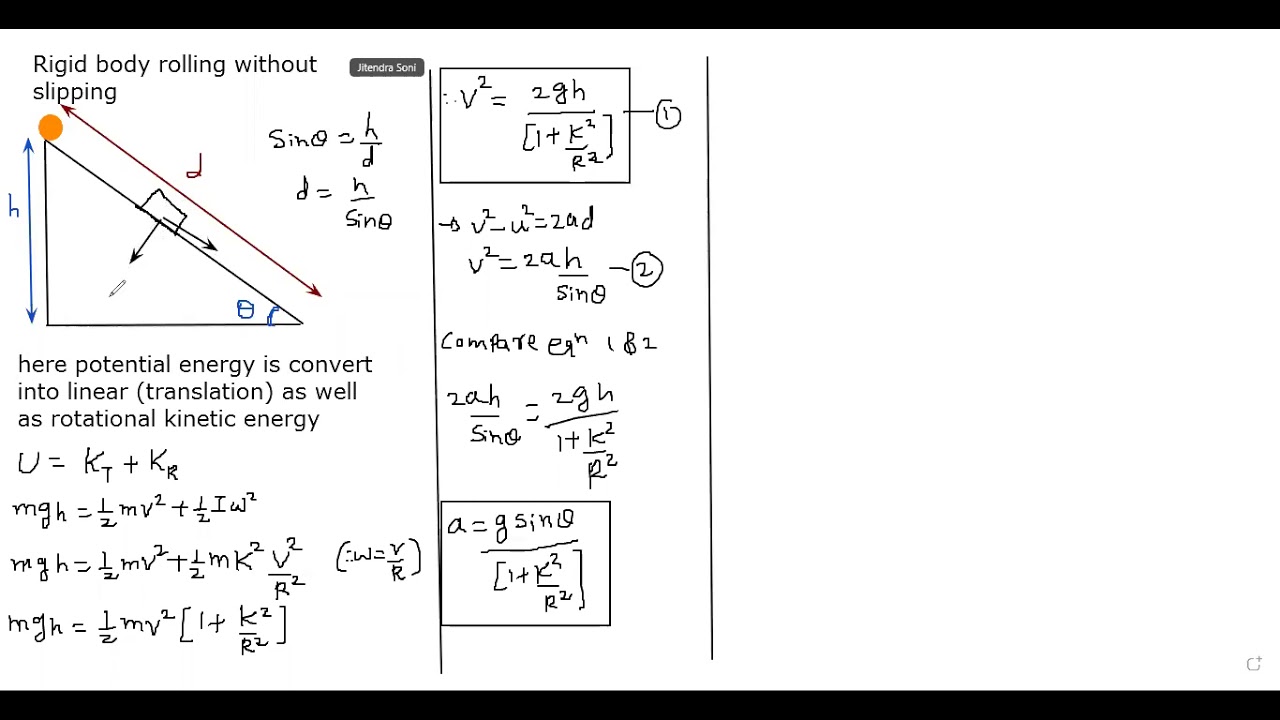 11th chap 7 Rigid body rolling without slipping physics science - YouTube