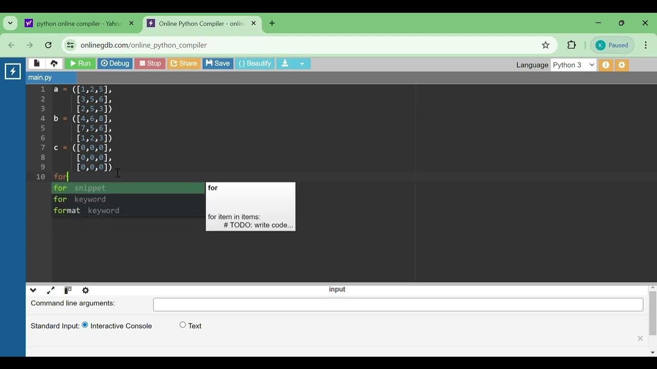 Perkalian Matriks ordo 3x3 menggunakan python - YouTube