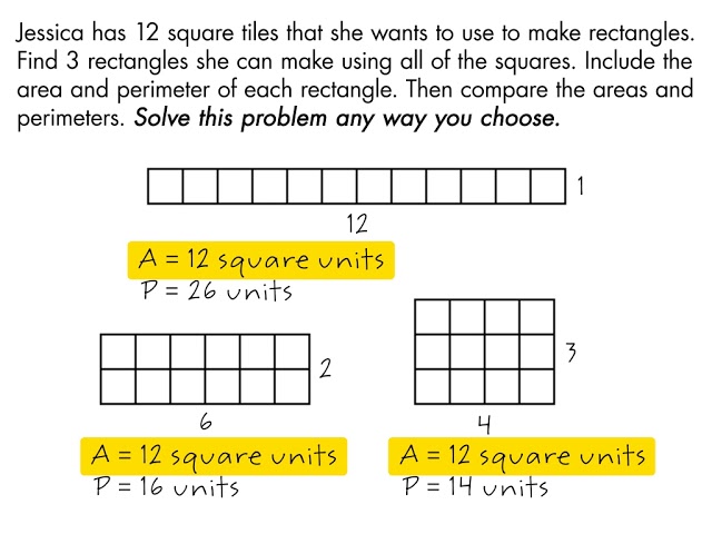 Lesson Perimeters Of Rectangles With The Same Area Nagwa Lesson: