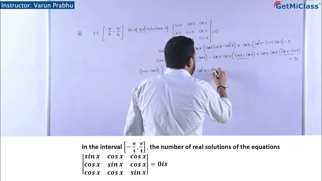 Analyzing Real Solutions to Trigonometric Equations JEE 12th Mathematics Determinants - YouTube