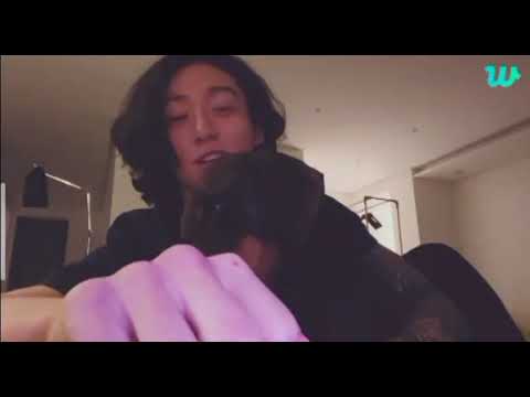 JUNGKOOK on Weverse live with his long hair & his dog bam..☺️☺️☺️☺️
