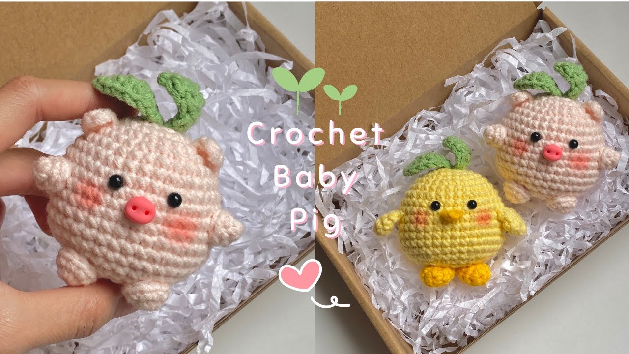 🐷CROCHET BABY PIG TUTORIAL🌱 | Hướng dẫn làm bé heo mọc mầm chi tiết ...
