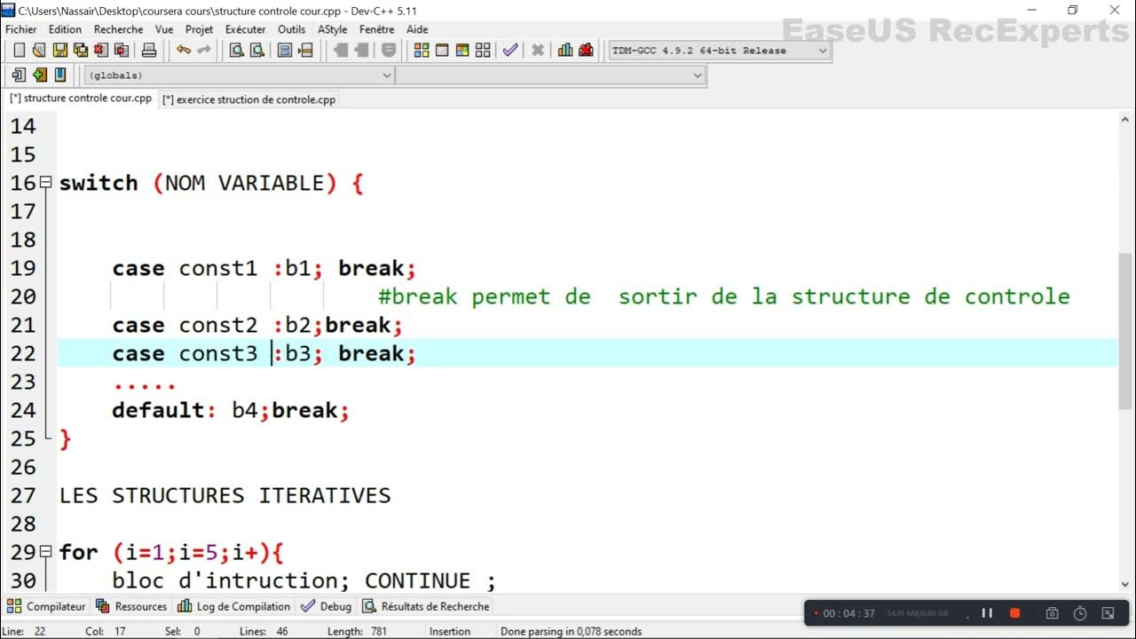 STRUCTURE DE CONTROLE LANGUAGE C PARTIE 1 - YouTube