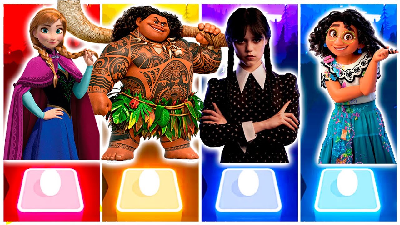 Frozen Anna Maui Wednesday Addams Encanto Mirabel | Tiles Hop EDM Rush ...