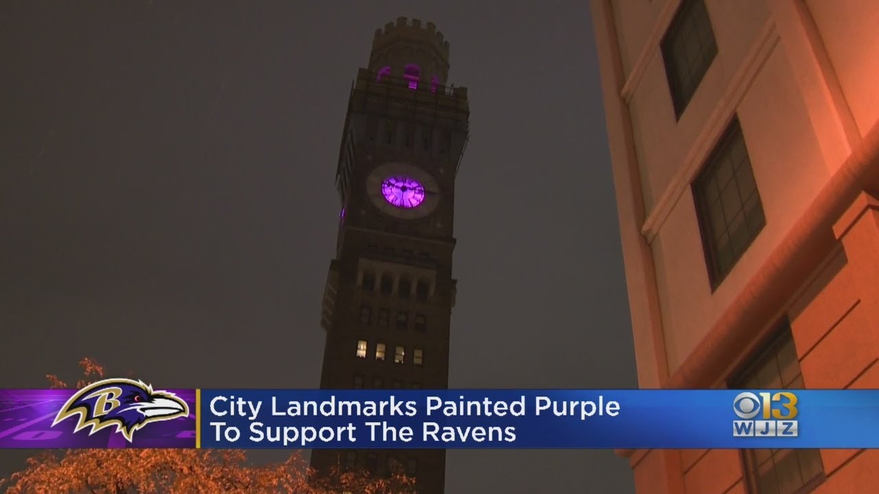 Baltimore Lights Up Purple For Ravens - YouTube