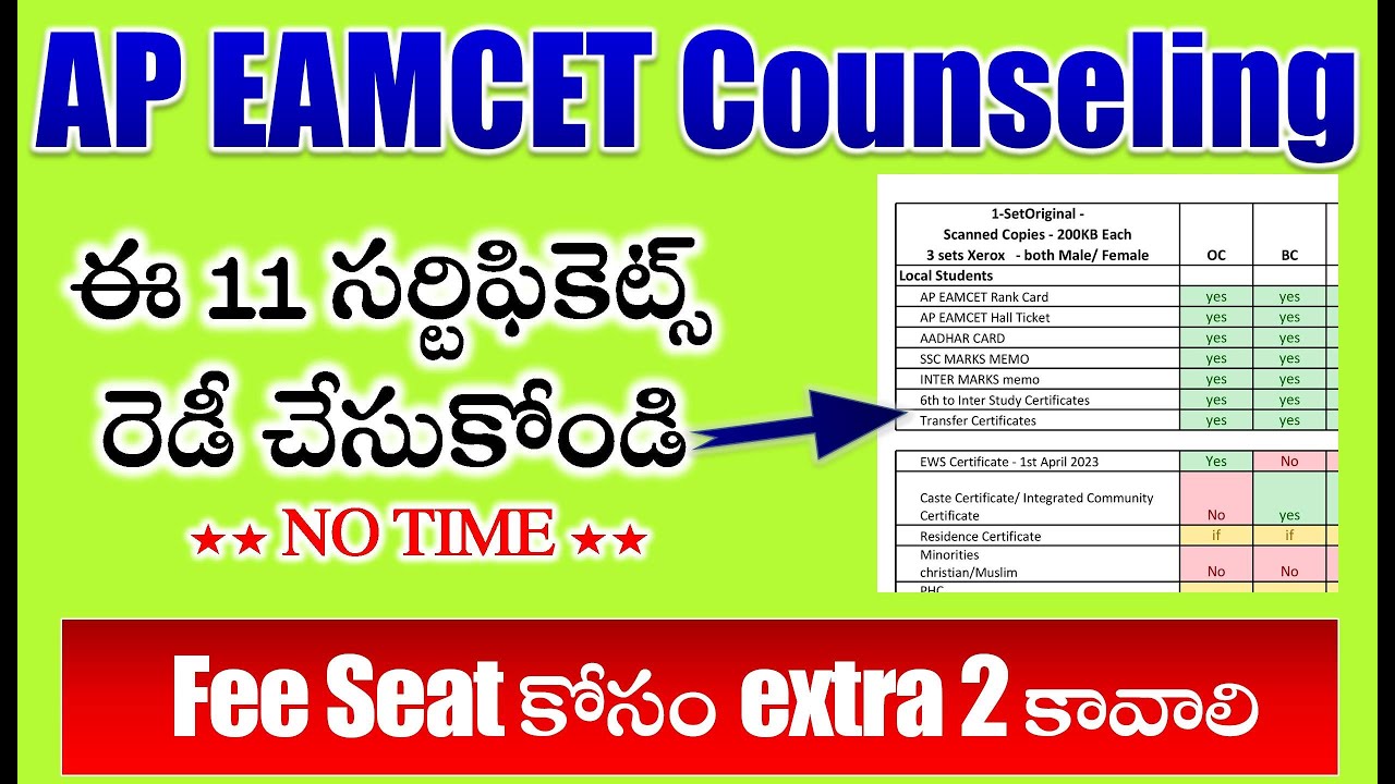 Ap Eamcet Certificate Verification 2023 11 Certificates Required For Ap Eamcet Certificate Verification 2023 11 Certificates Required For