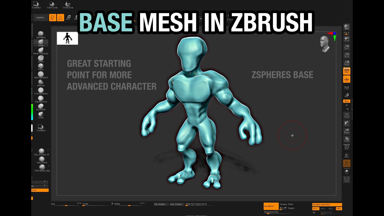 Part 1 - zBrush Sculpting Base Mesh - YouTube
