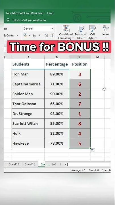 How to RANK STUDENTS Automatically in Excel + Conditional Formatting #shorts - YouTube