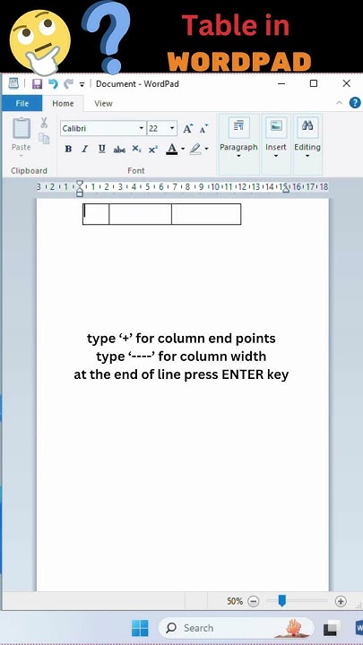 🔥Secret of WordPad to insert table #wordpad #shortcutkeys - YouTube