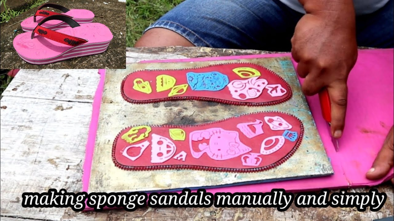 The process of making sponge sandals manually and simply - YouTube