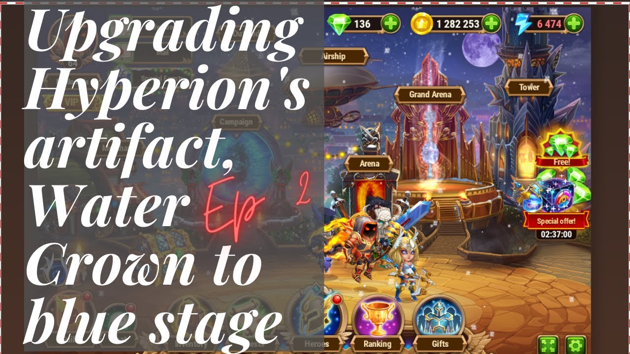 Upgrading my titan Hyperion's artifact, Water Crown to blue stage ...