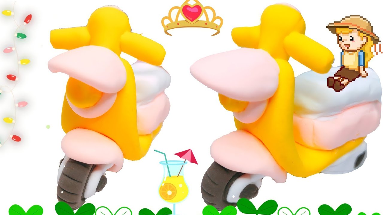 DIY How to make polymer clay Miniature Scooty, mopped #clayon - YouTube