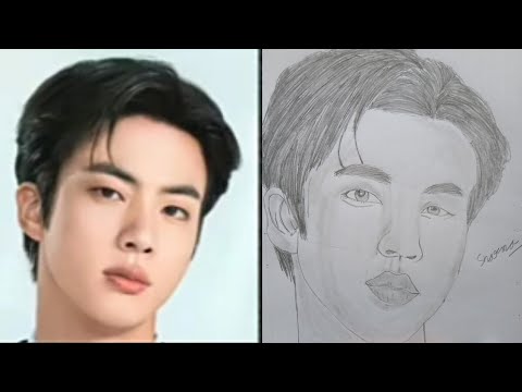 How to draw BTS Jin | Step by Step drawing tutorial | Simple drawing ...