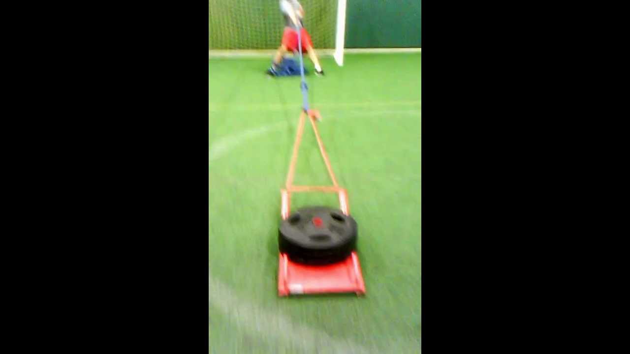 Standing Rope Pulls with Weight Sled - YouTube