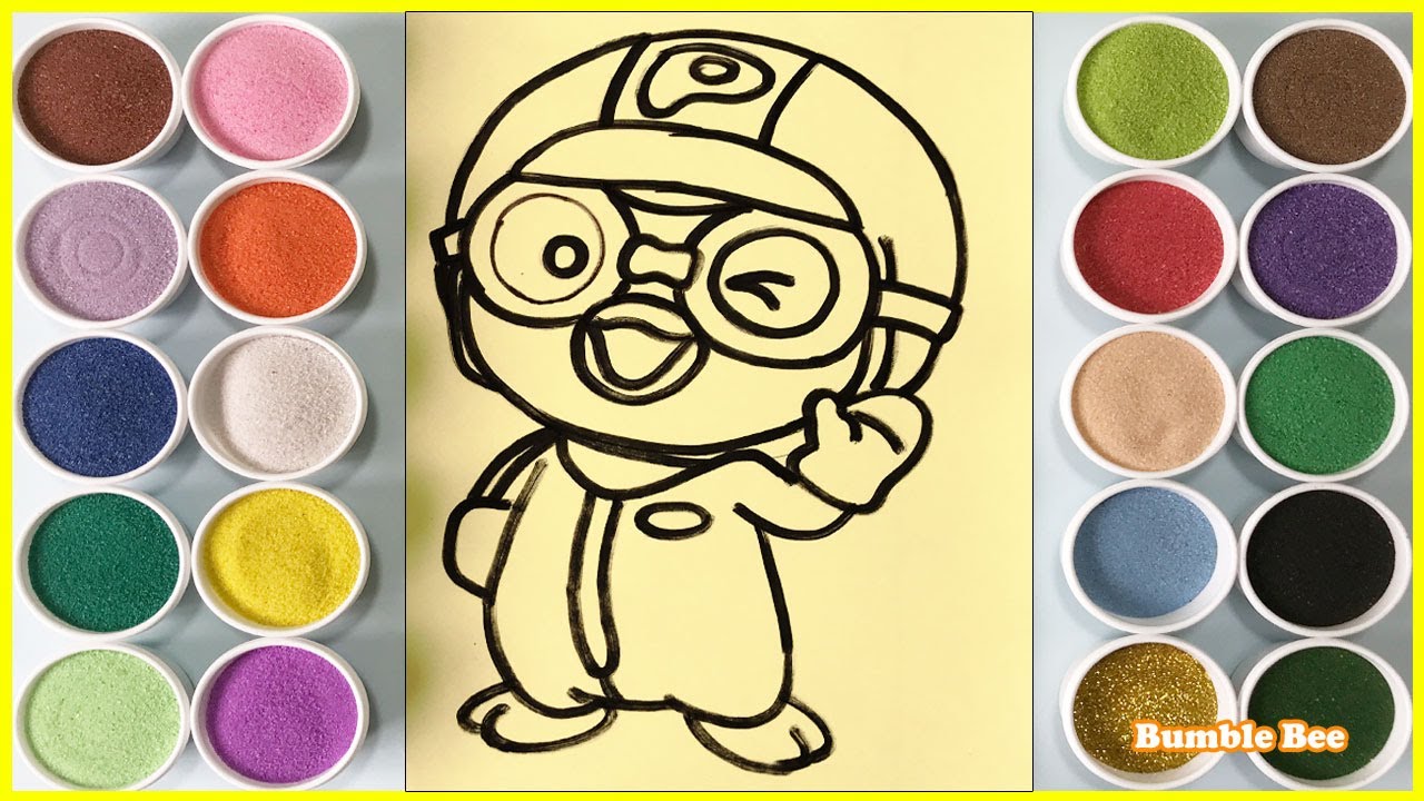 Pororo so cool sand painting/Coloring pororo/Tô tranh cát Pororo/Learn ...