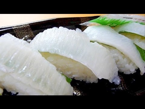 Eating Japanese food Sushi "Engawa nigirizushi" (ASMR) - YouTube