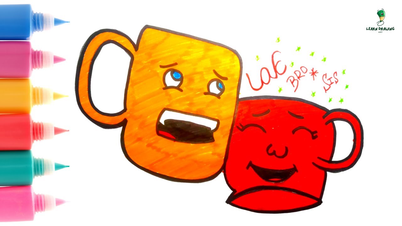 Drawing A CUTE DRINKS Cups, STEP BY STEP, KAWAII | Painting, Coloring ...