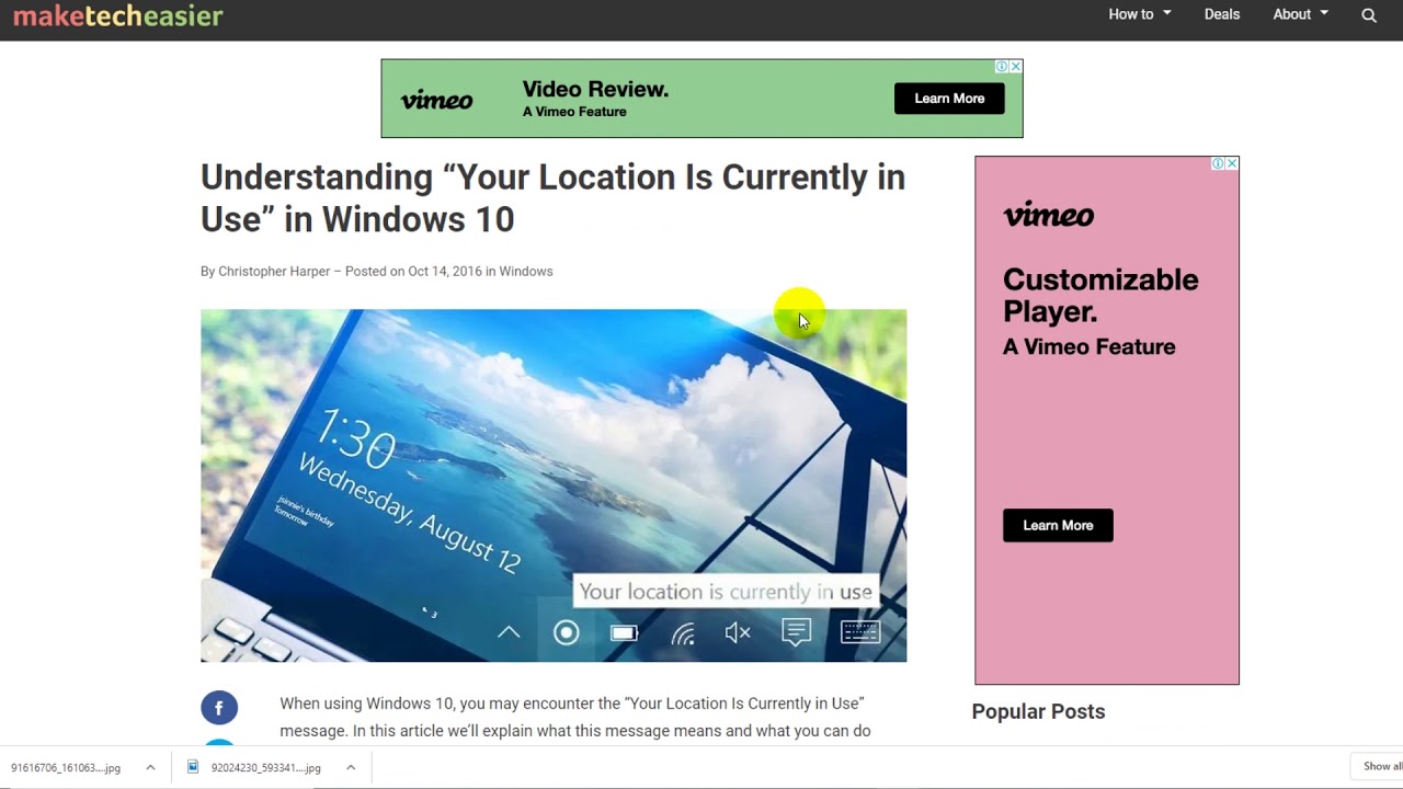 Location settings in use - must turn off - windows 10 - YouTube