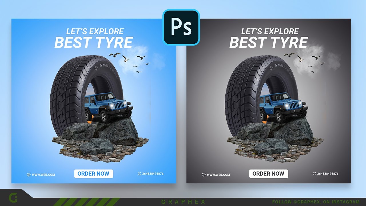 Social Media Post Graphic Design Adobe Photoshop Tutorial | Graphex ...