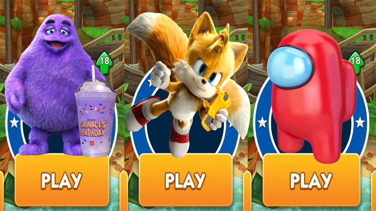 Sonic Dash - Movie Tails vs Zazz Boss Battle vs Among Us Rush vs ...