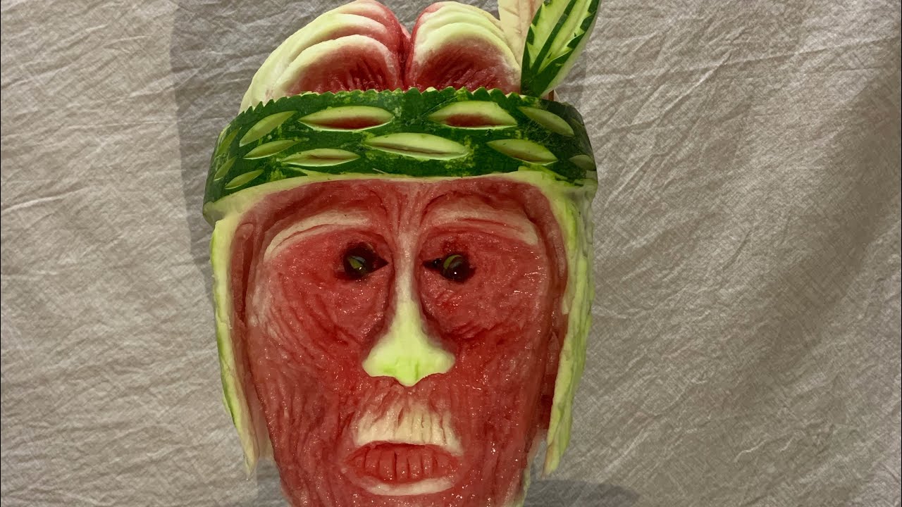 Watermelon turn to human face/ fruit carving akills/ how to carve ...