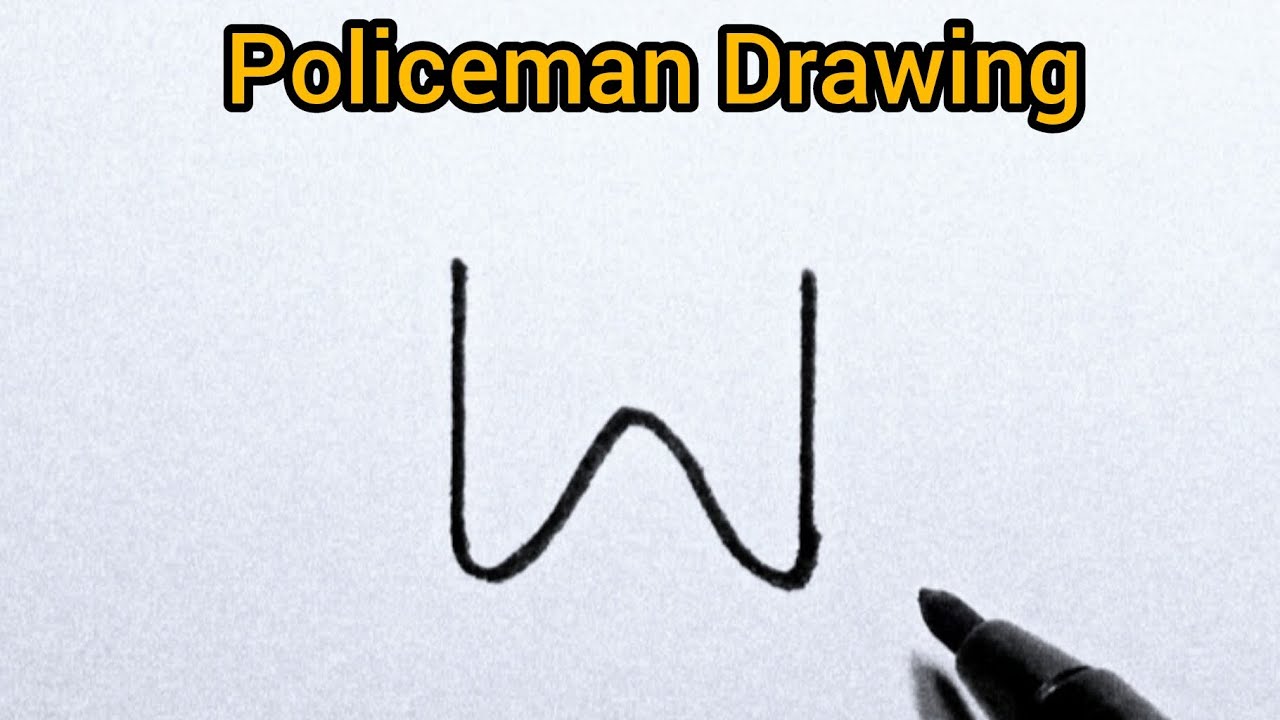 How To Draw Policeman From Letter W Easy Drawing || Step By Step Police ...