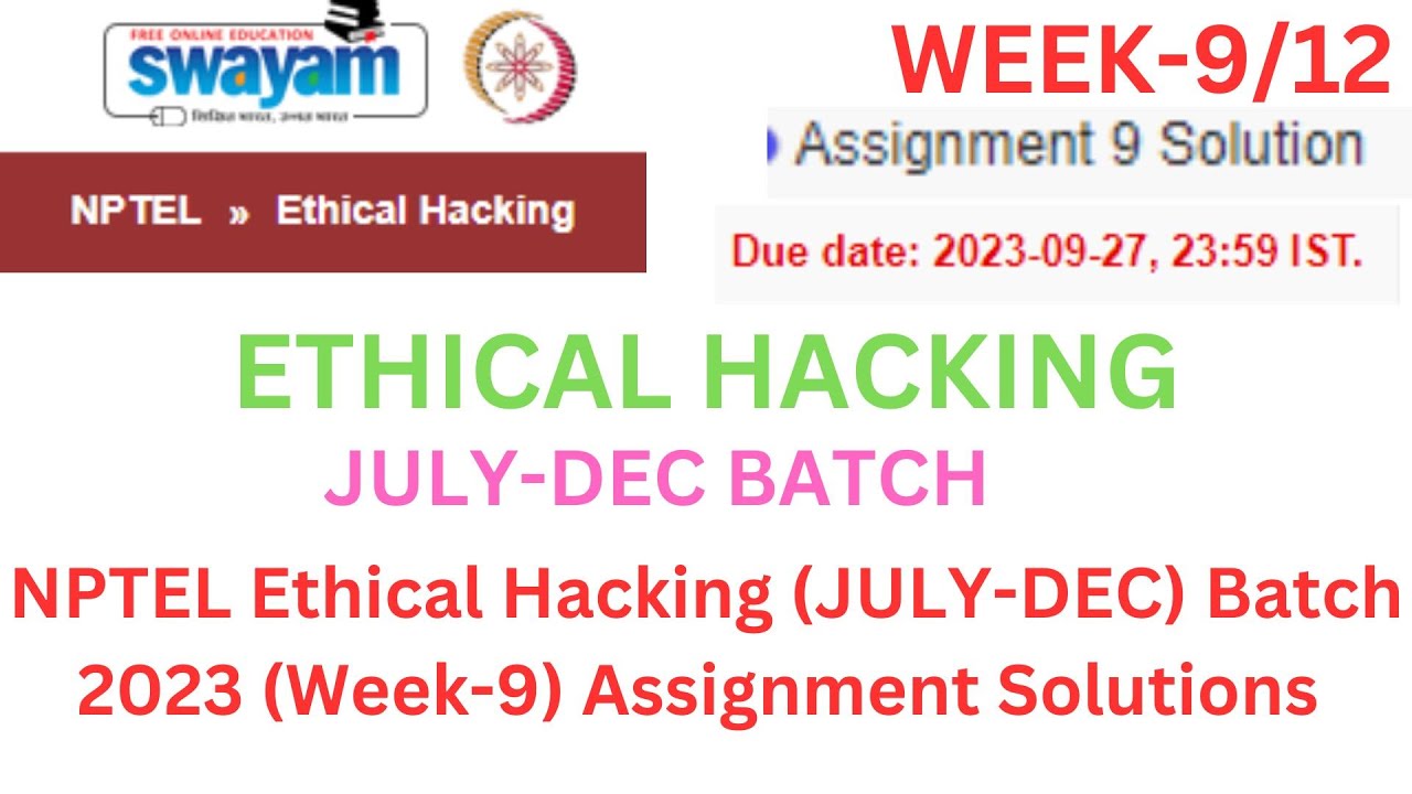Nptel Ethical Hacking Week 9 Assignment Solution July Dec 2023 In Hindi Youtube