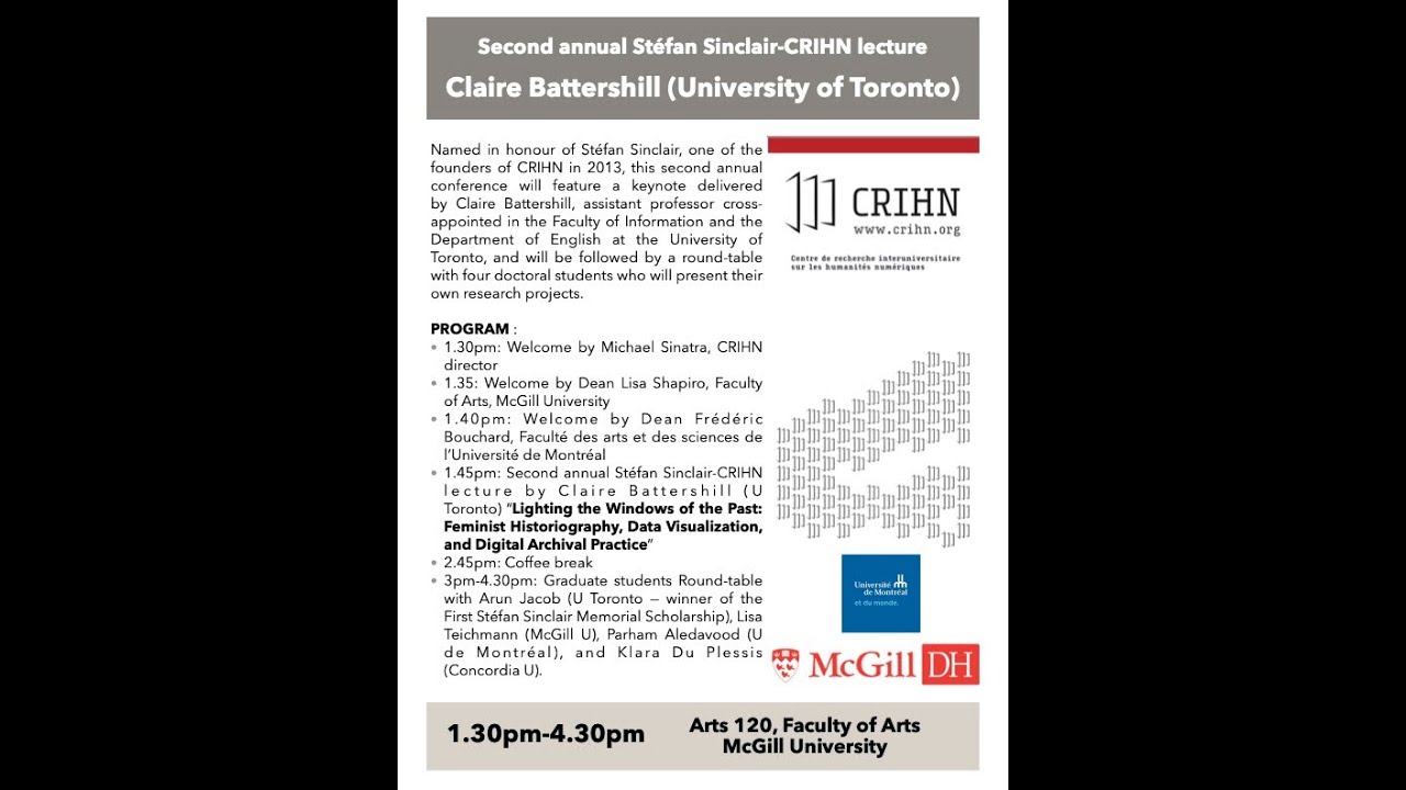 Vidéo de la deuxième conférence Stéfan Sinclair-CRIHN (Lisa Teichmann ...