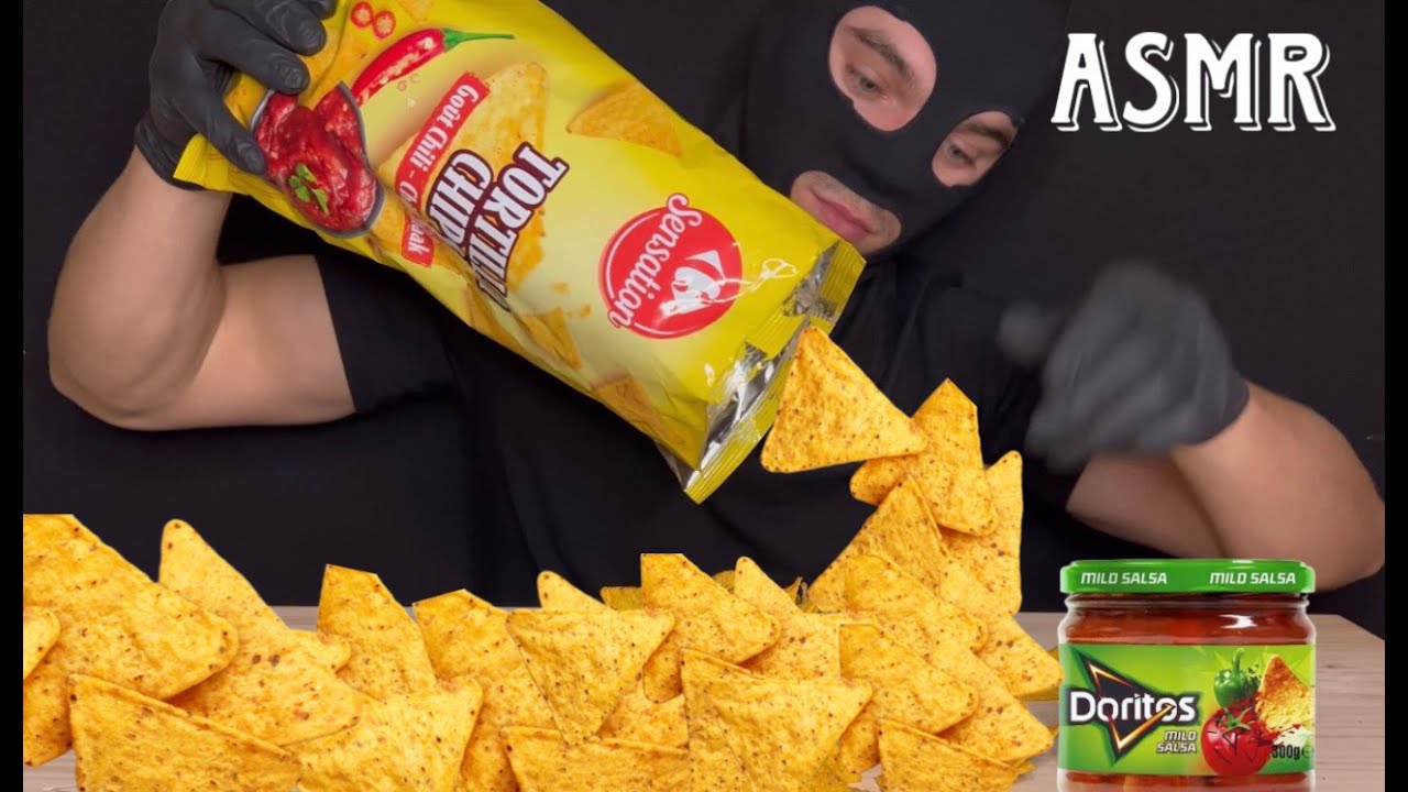 ASMR MUKBANG / Stole tortilla chips with salsa / crunchy sounds - YouTube